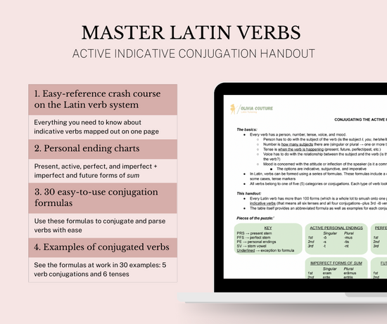 Latin Active Indicative Conjugation Chart – Olivia's Learning Corner